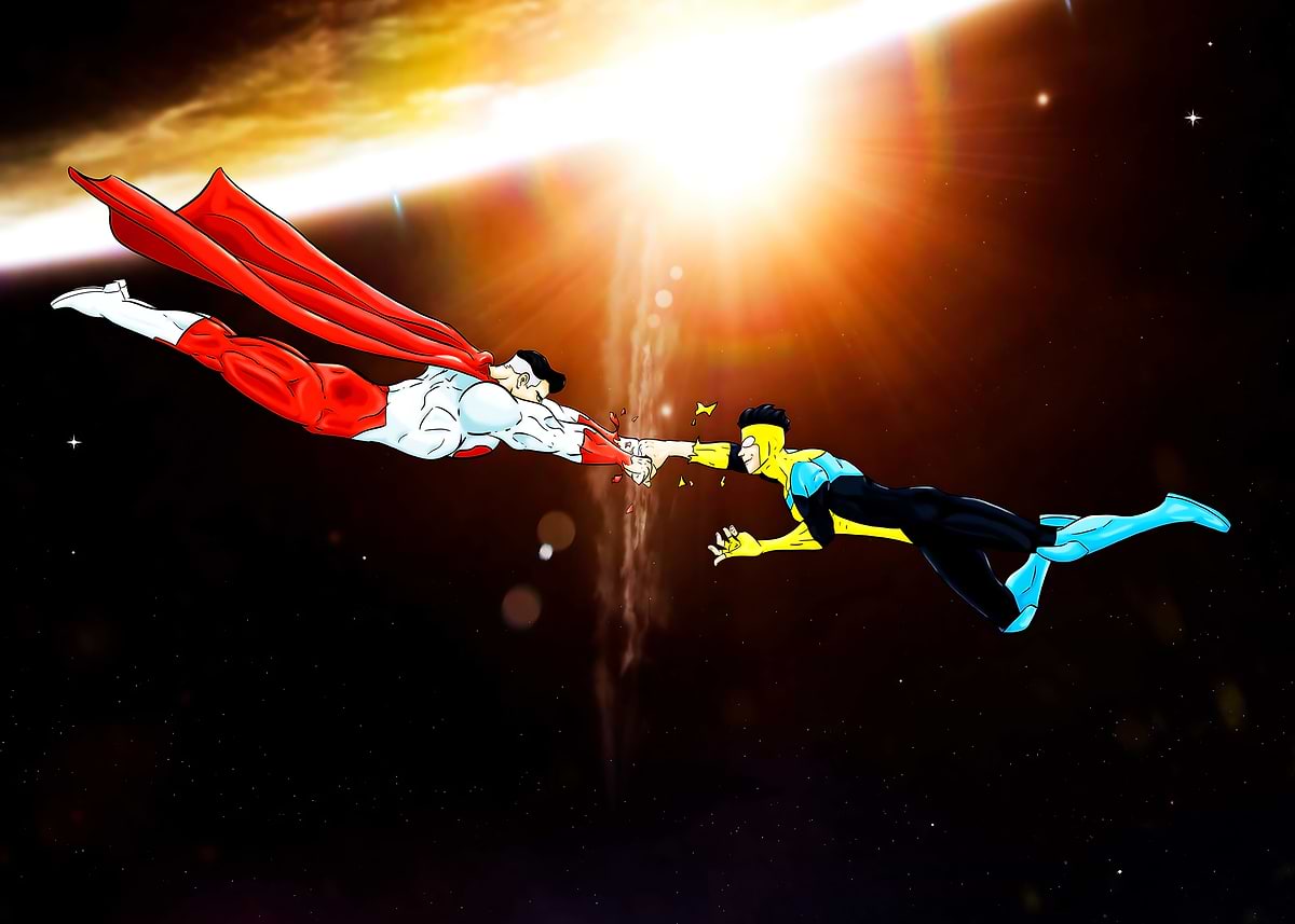 'Invincible: Father and Son Fist Bump' Poster, picture, metal print ...