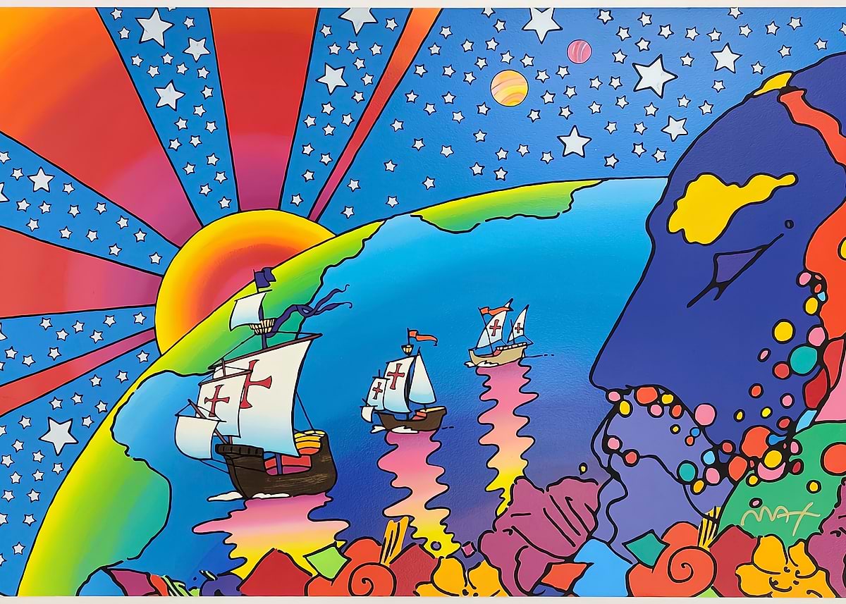 'Peter Max Style World Exploration Painting' Poster, picture, metal ...