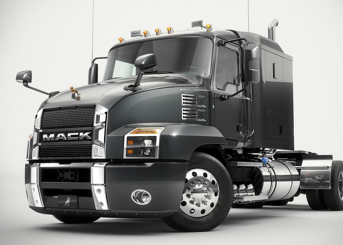 'Gray Mack Truck Isolated on White' Poster, picture, metal print, paint ...