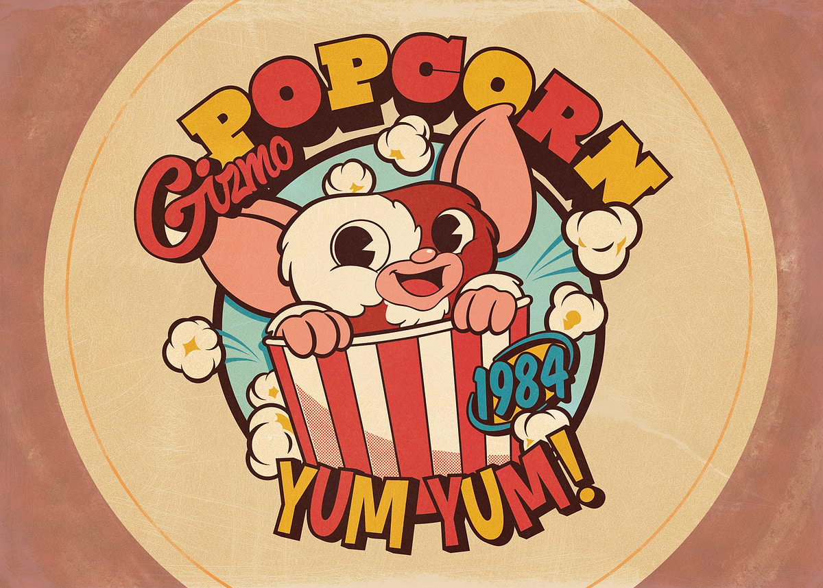 'Gizmo's Popcorn Yum-Yum 1984' Poster, picture, metal print, paint by ...