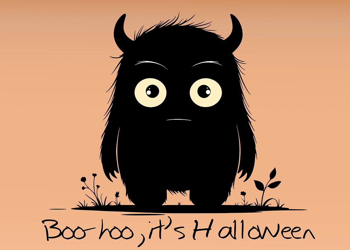 'Boo-hoo, it's Halloween Monster' Poster, picture, metal print, paint ...