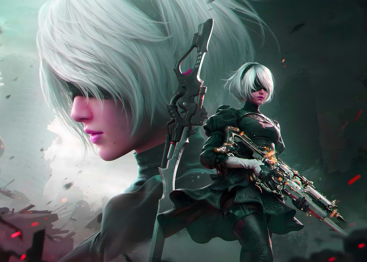 '2B from Nier: Automata' Poster, picture, metal print, paint by Mister ...