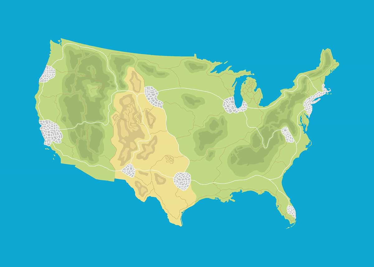 'USA Topographic Map Illustration' Poster, picture, metal print, paint ...