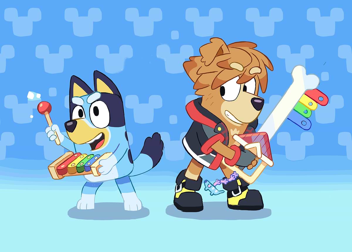 'Bluey and Kingdom Hearts Dog Crossover' Poster, picture, metal print ...