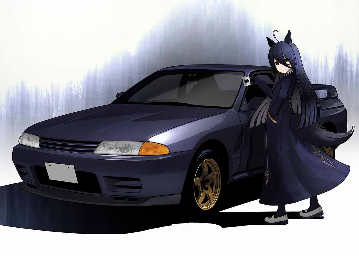 'Anime Girl with Nissan Skyline R32' Poster, picture, metal print ...