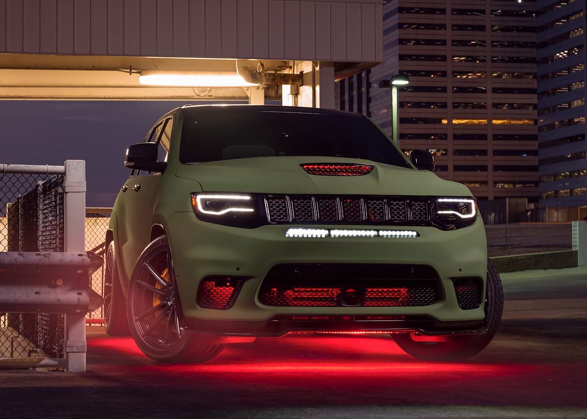 'Neon Jeep Grand Cherokee Trackhawk' Poster, picture, metal print ...