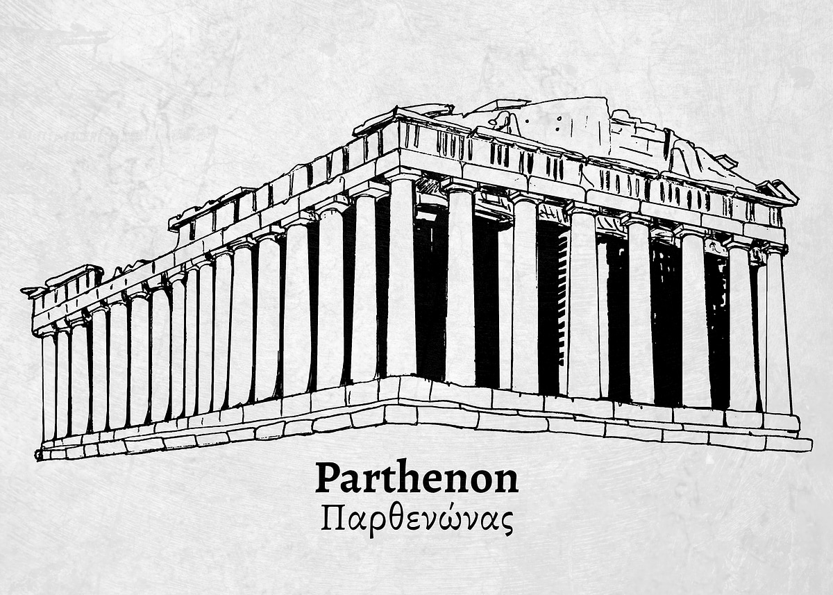 'Sketch of the Parthenon' Poster, picture, metal print, paint by ...