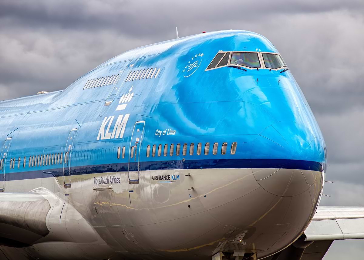 'KLM Boeing 747 Airplane Close-Up' Poster, picture, metal print, paint ...