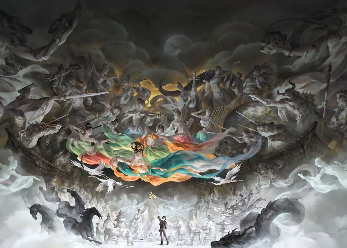 'Epic Fantasy Battle with Celestial Beings' Poster, picture, metal ...