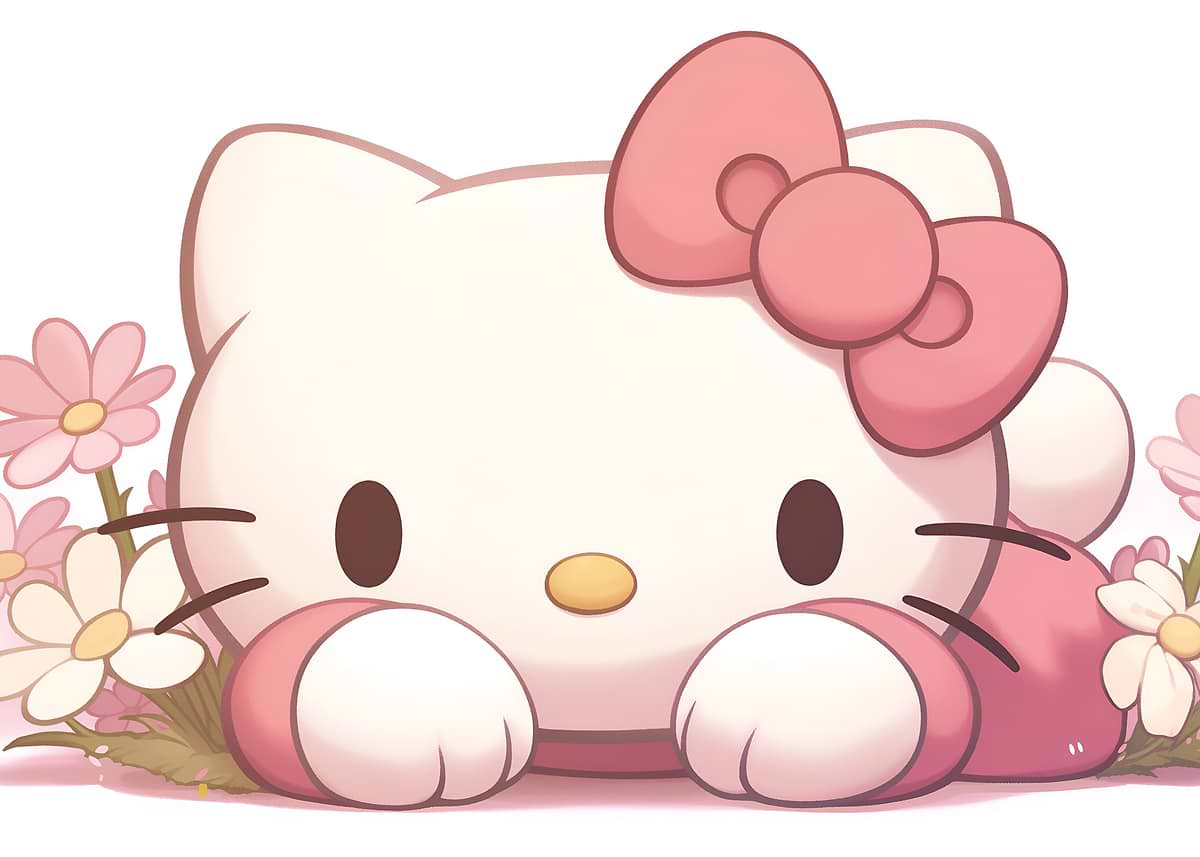 'Hello Kitty with Flowers' Poster, picture, metal print, paint by Rise ...