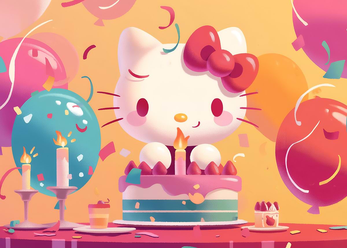 'Hello Kitty Birthday Celebration' Poster, picture, metal print, paint ...