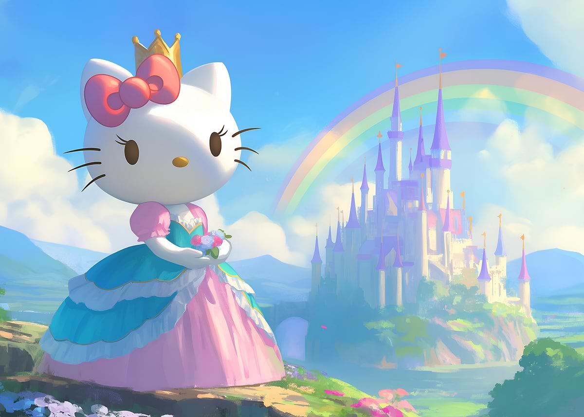 'Hello Kitty Princess Castle Landscape' Poster, picture, metal print ...
