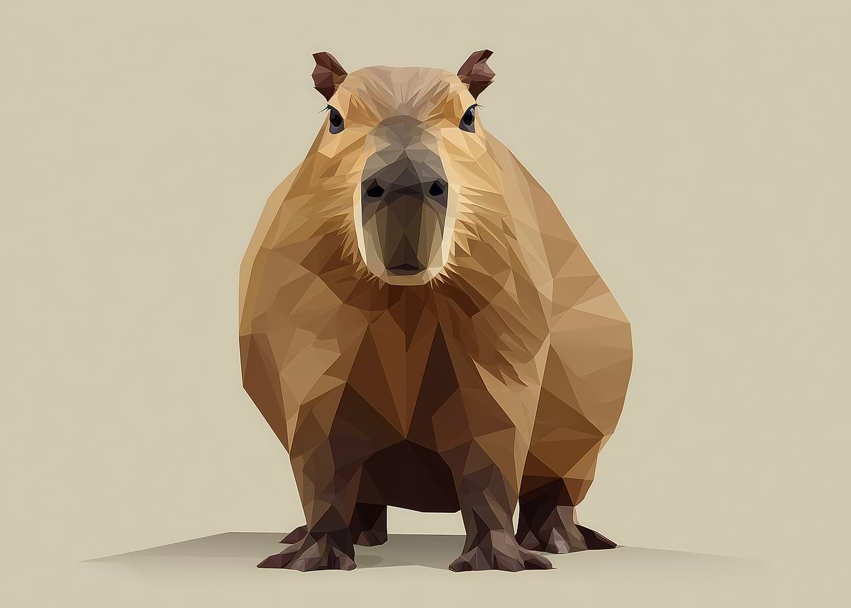 'Geometric Capybara Portrait' Poster, picture, metal print, paint by ...