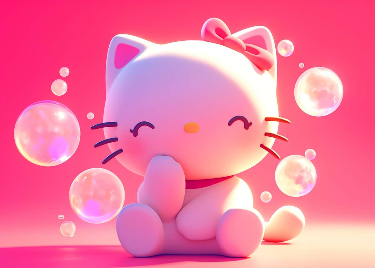 'Hello Kitty with Bubbles' Poster, picture, metal print, paint by teqor ...