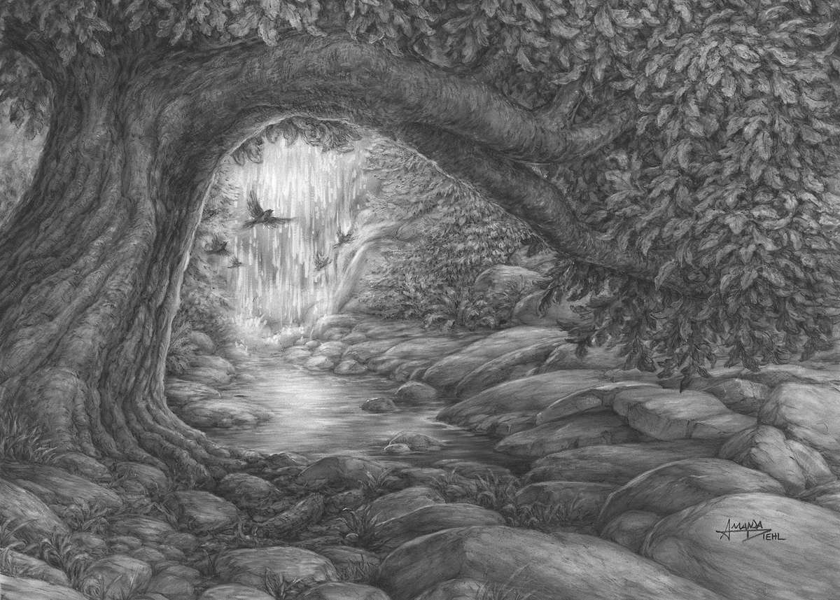 'Deep Forest Oasis' Poster, picture, metal print, paint by Amanda Diehl ...