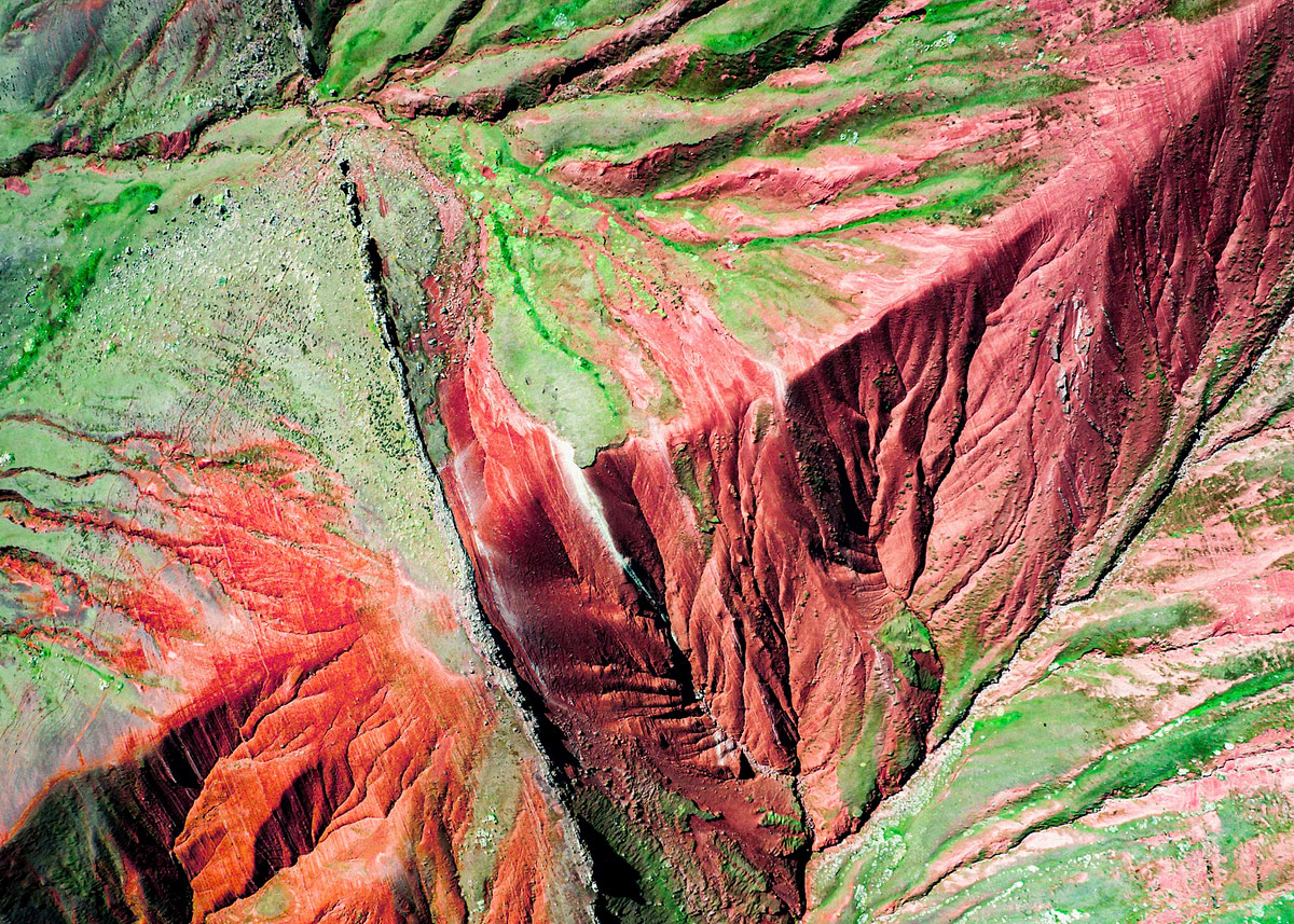 'Aerial View of Eroded Landscape' Poster, picture, metal print, paint ...