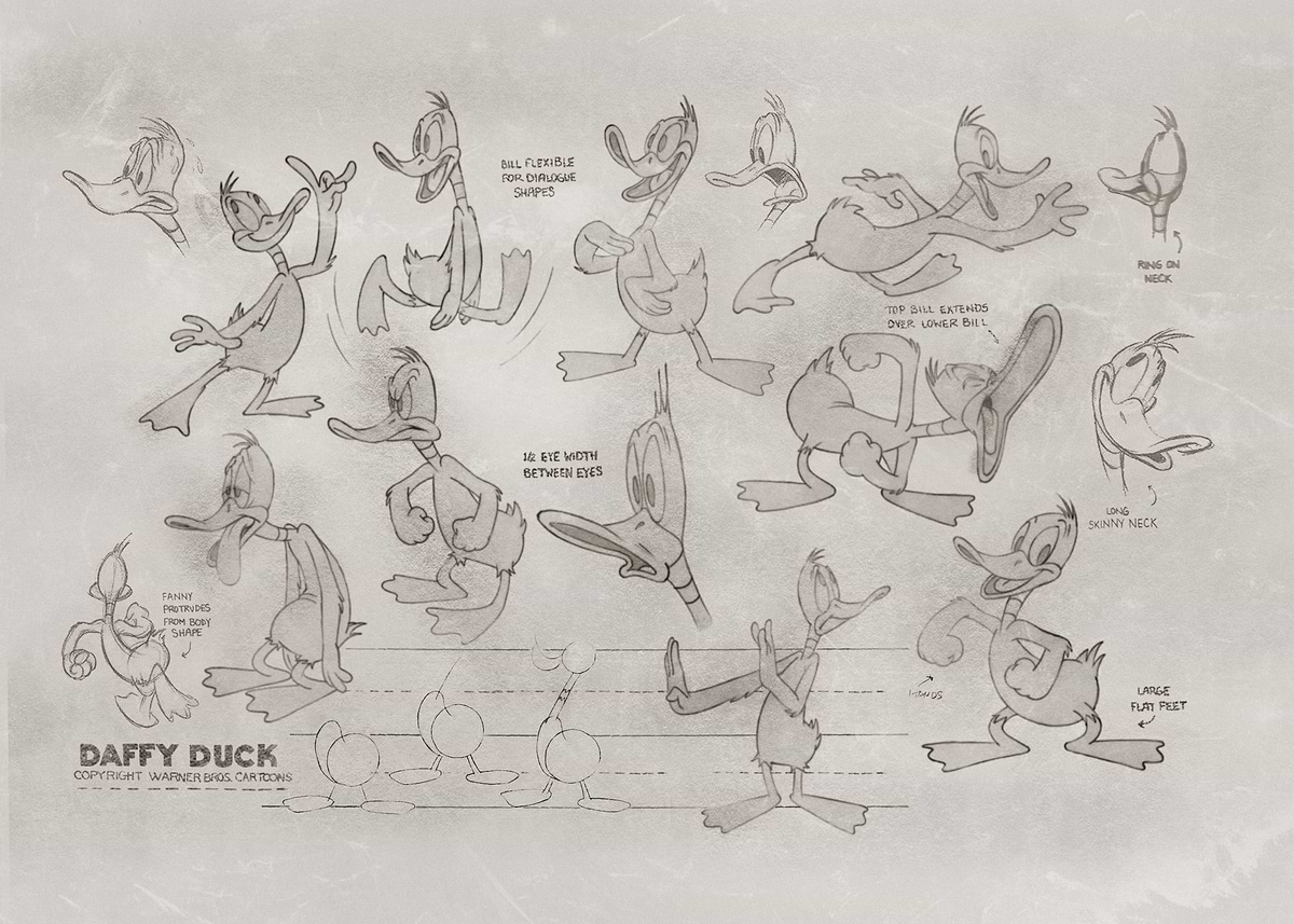 'Daffy Duck: Animation Model Sheet' Poster, picture, metal print, paint ...