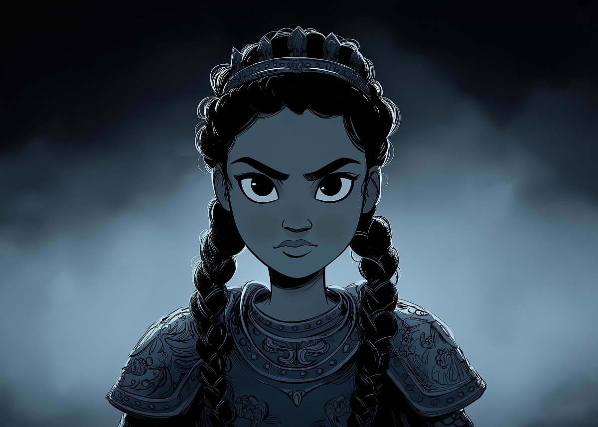 'Warrior Queen Cartoon Portrait' Poster, picture, metal print, paint by ...