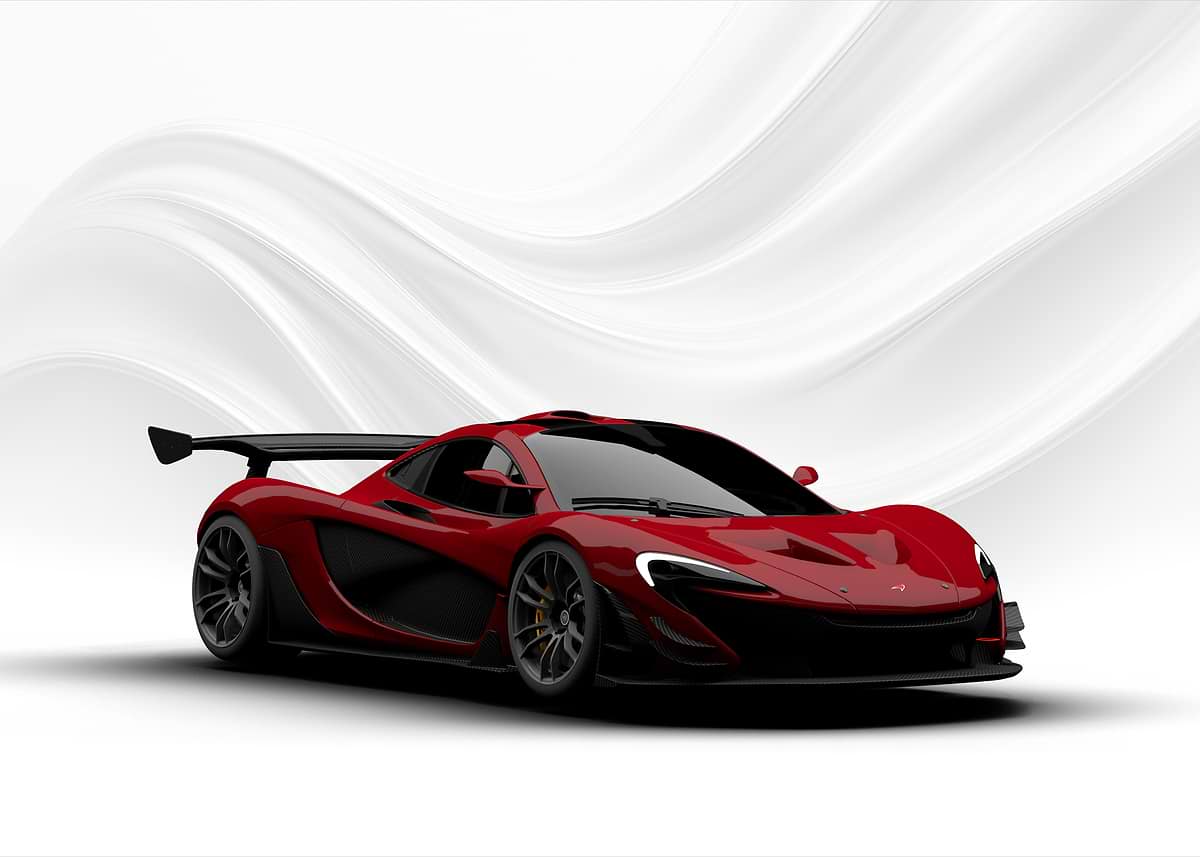 'Red McLaren P1 GTR on White Background' Poster, picture, metal print ...