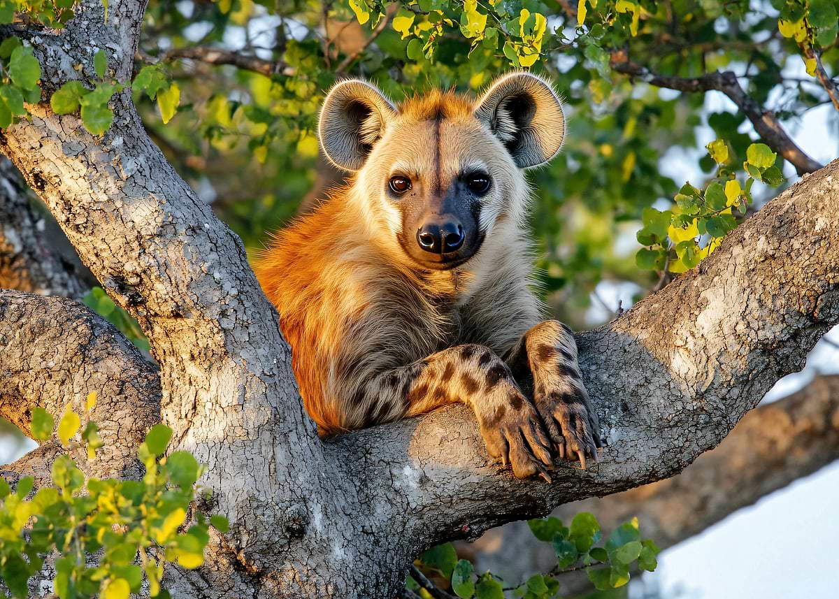 'Hyena in Tree' Poster, picture, metal print, paint by nathany | Displate
