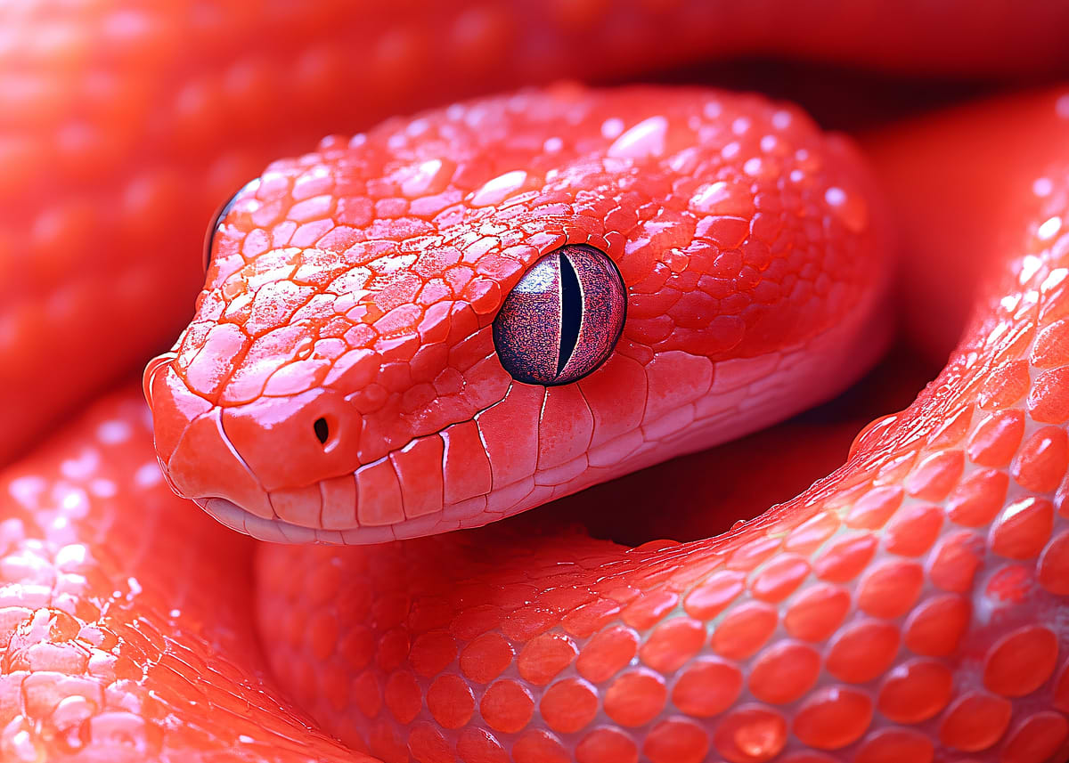 'Close-up of a Red Snake' Poster, picture, metal print, paint by creed ...