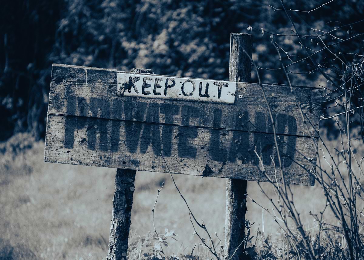 'Keep Out Private Land Sign' Poster, picture, metal print, paint by ...