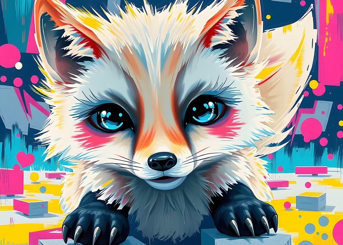 'Colorful Fox Portrait' Poster, picture, metal print, paint by FIFUFA ...