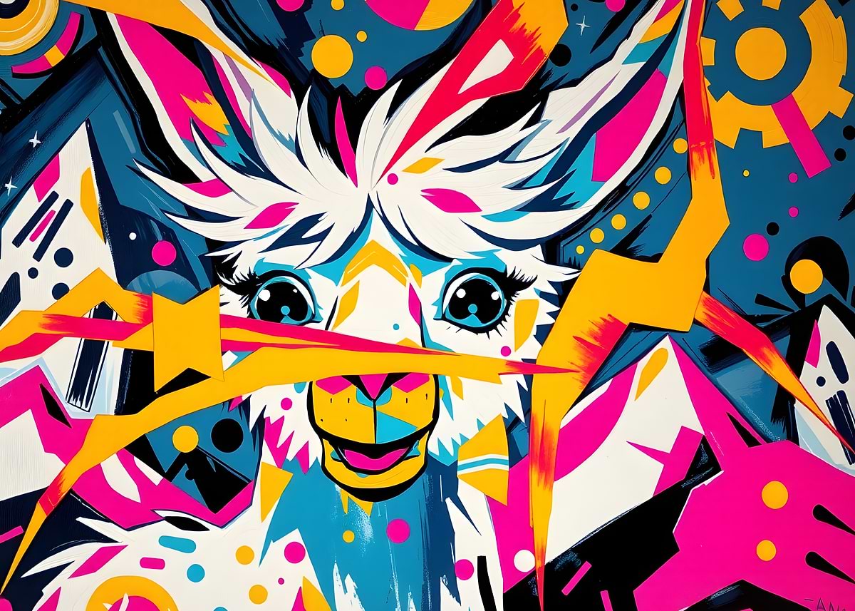'Colorful Abstract Llama Pop Art' Poster, picture, metal print, paint ...