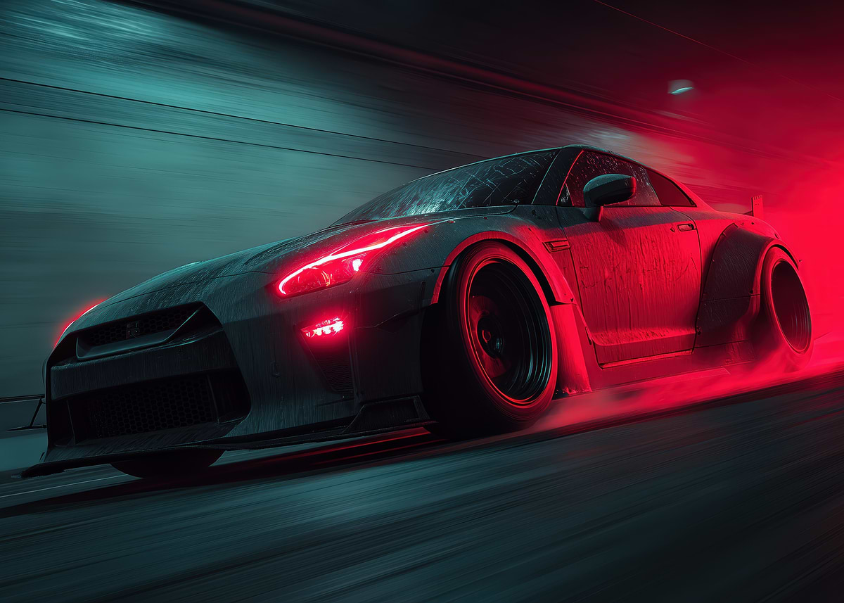 'Nissan GT-R R35' Poster, picture, metal print, paint by TESSERACT ART ...