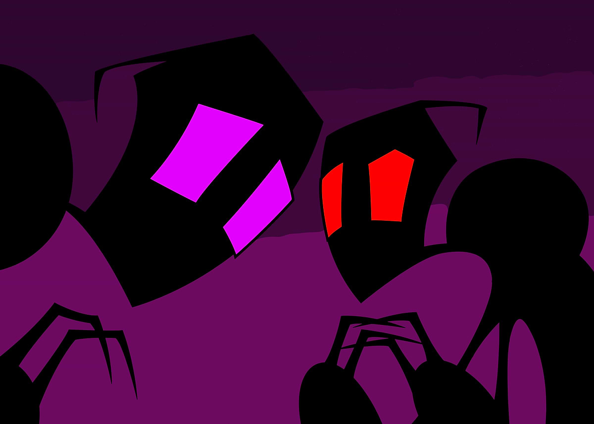 'Dark Cartoon Characters with Glowing Eyes' Poster, picture, metal ...