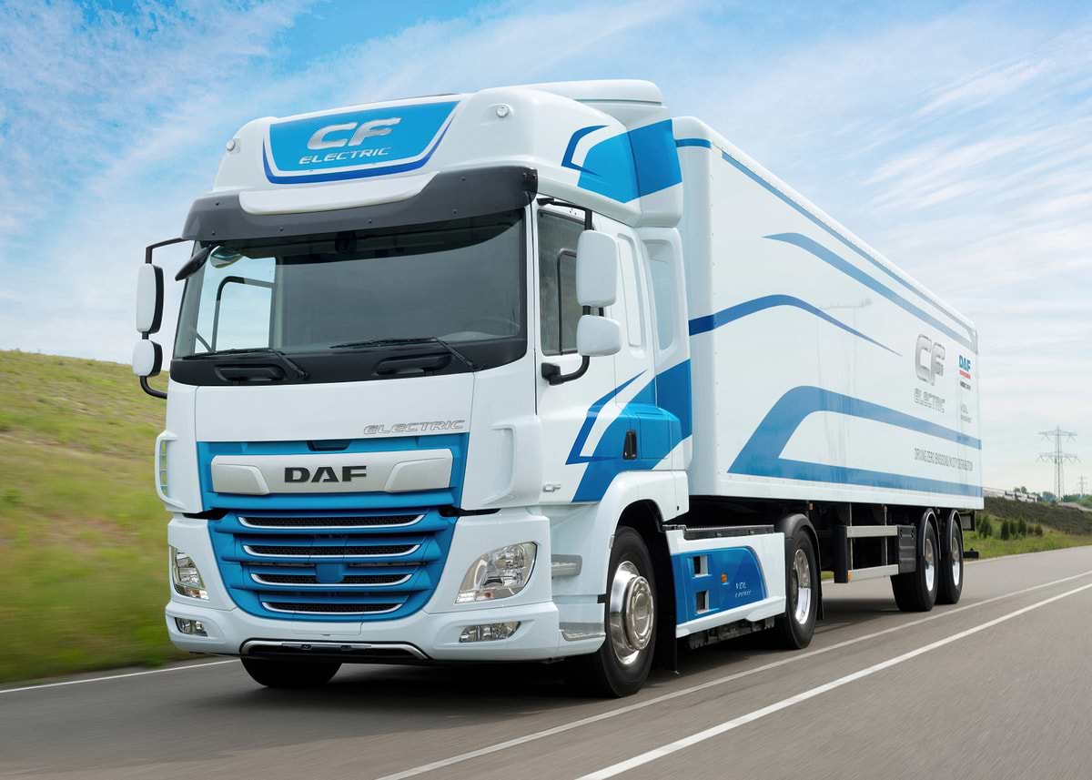 'DAF CF Electric Truck on Road' Poster, picture, metal print, paint by ...