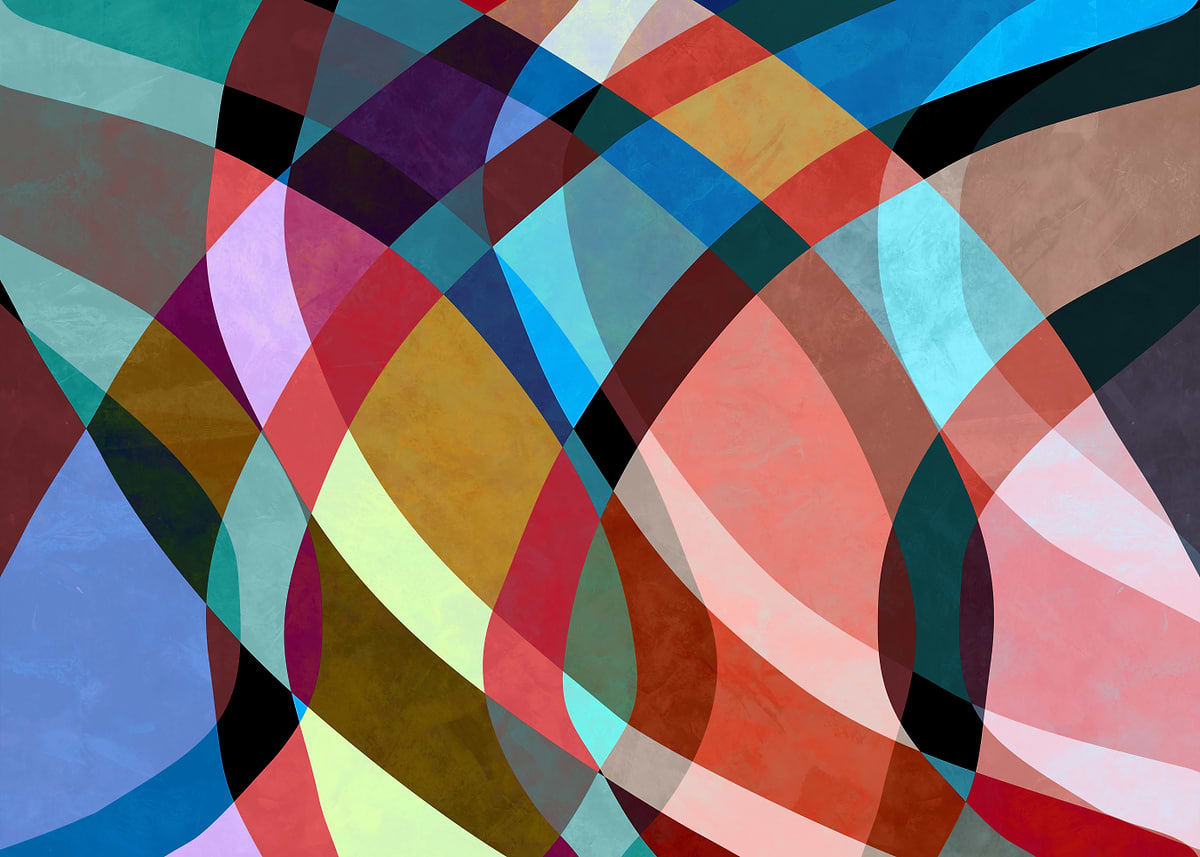 'Abstract Colorful Curved Shapes' Poster, picture, metal print, paint ...