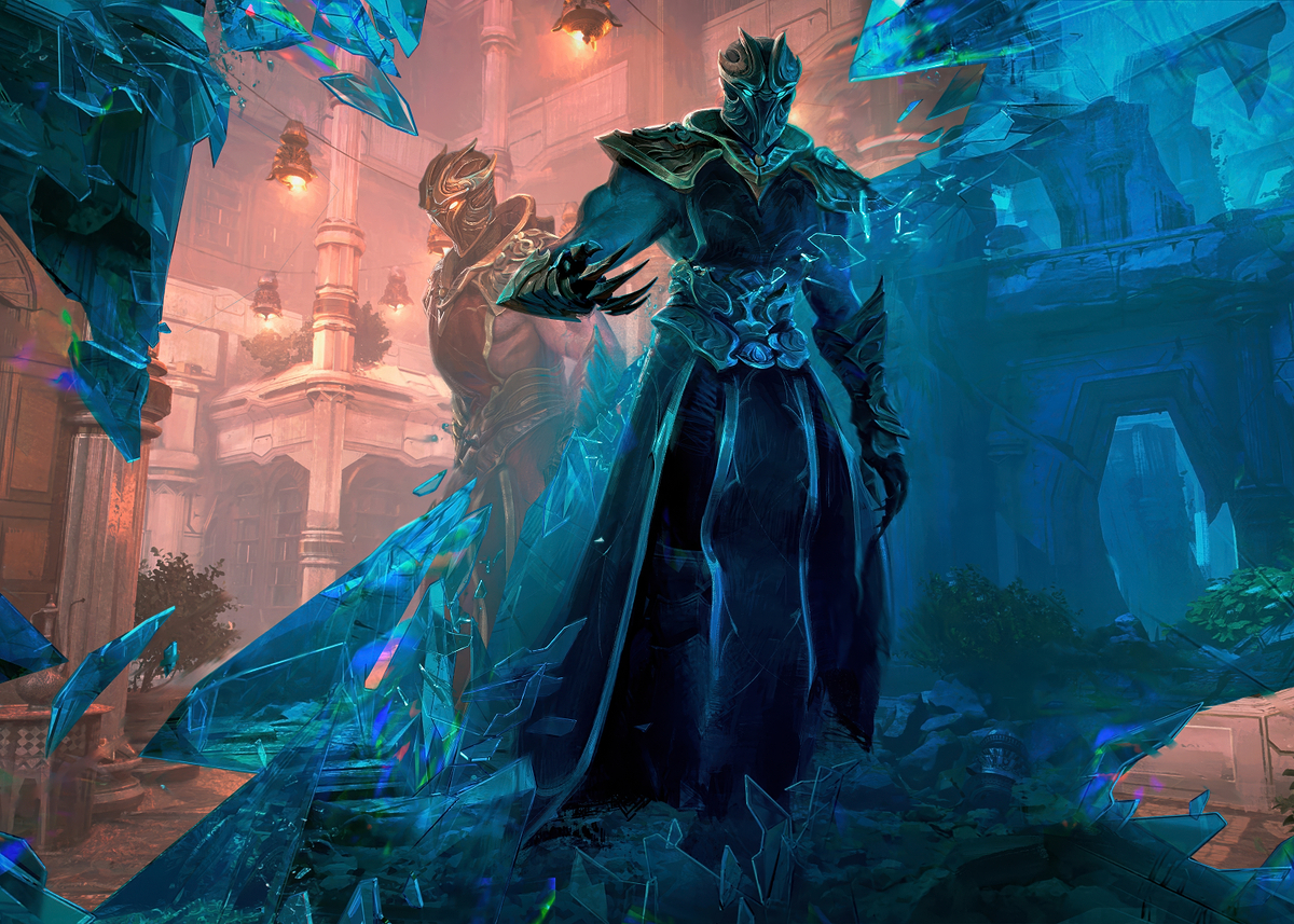 'Crystalline Warrior in Fantasy Landscape' Poster, picture, metal print ...