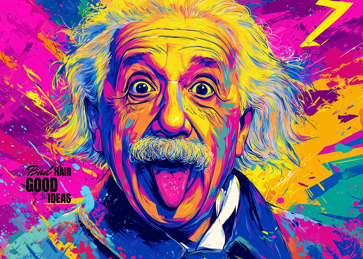 'Albert Einstein Colorful Portrait' Poster, picture, metal print, paint ...