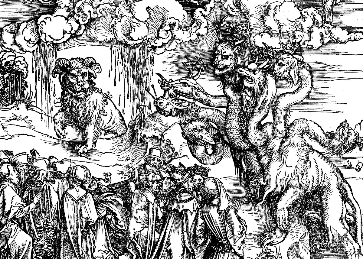 'Vision of the Beast Albrecht Durer Engraving' Poster, picture, metal ...