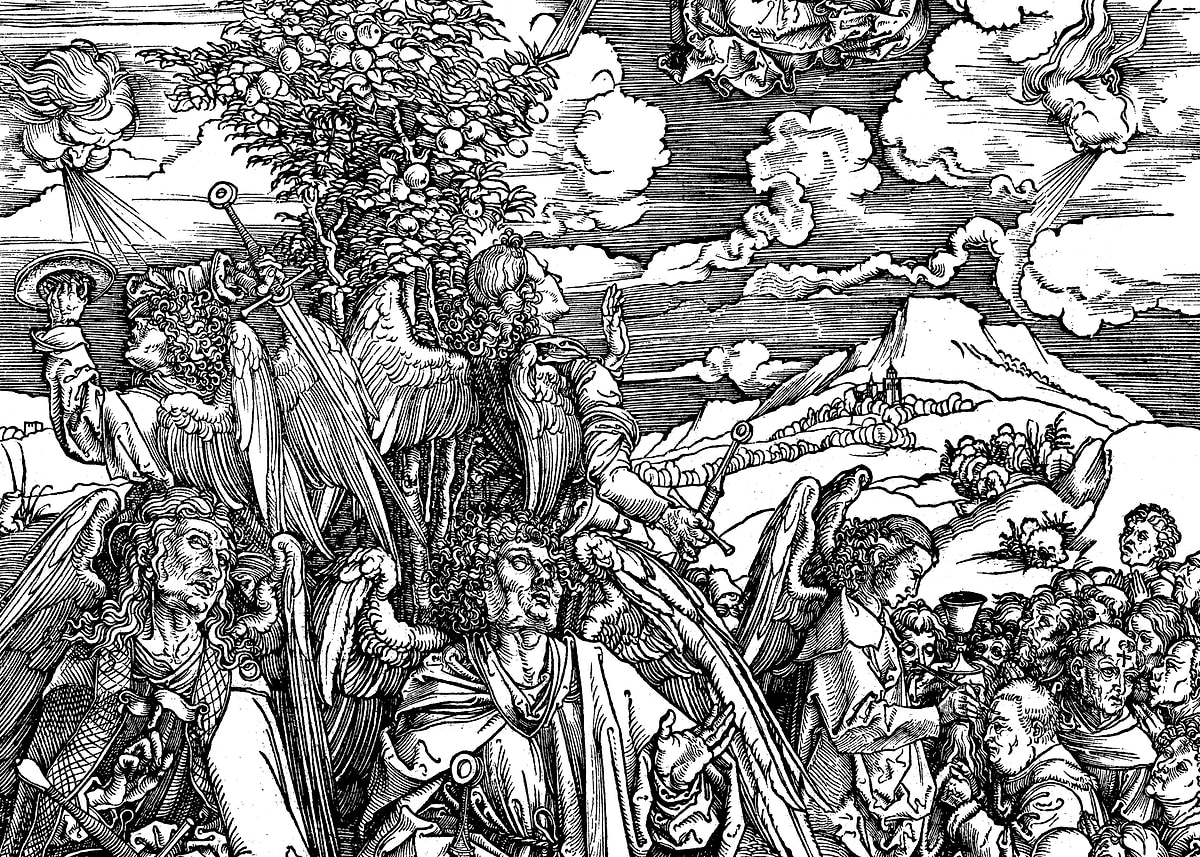 'Four Angels Holding Back the Winds Albrecht Durer Engraving' Poster ...