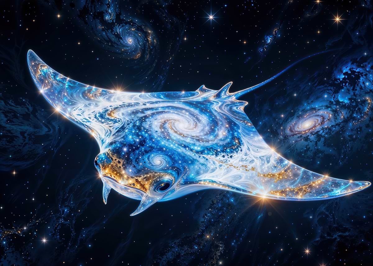 'Cosmic Galaxy Manta Ray' Poster, picture, metal print, paint by ...