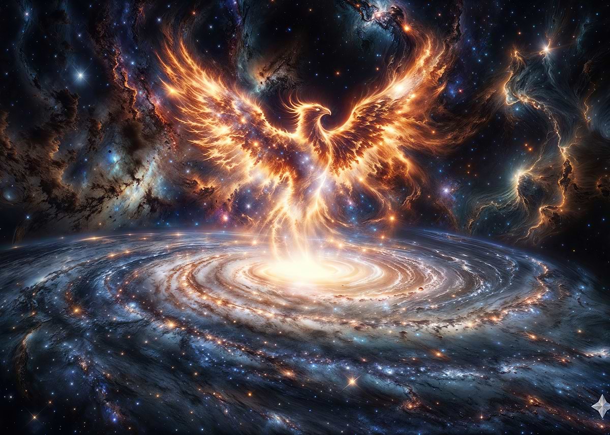 'Phoenix Galaxy' Poster, picture, metal print, paint by HyperArt | Displate