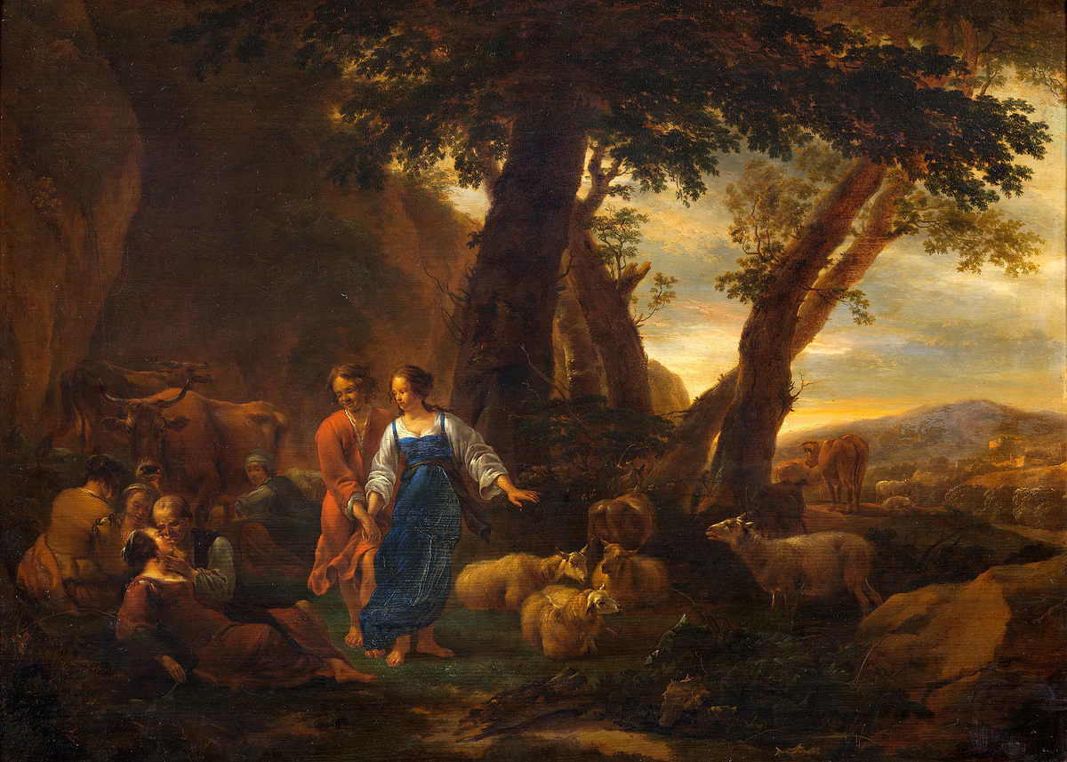 'Pastoral Scene with Figures and Animals' Poster, picture, metal print ...
