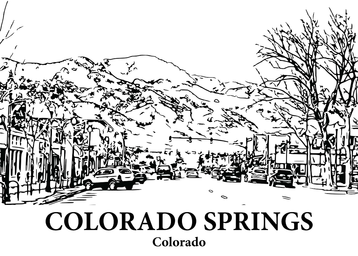 'Colorado Springs Streetscape Drawing' Poster, picture, metal print ...