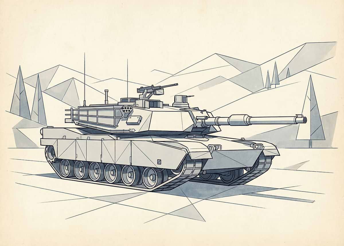 'M1 Abrams Tank Illustration' Poster, picture, metal print, paint by ...