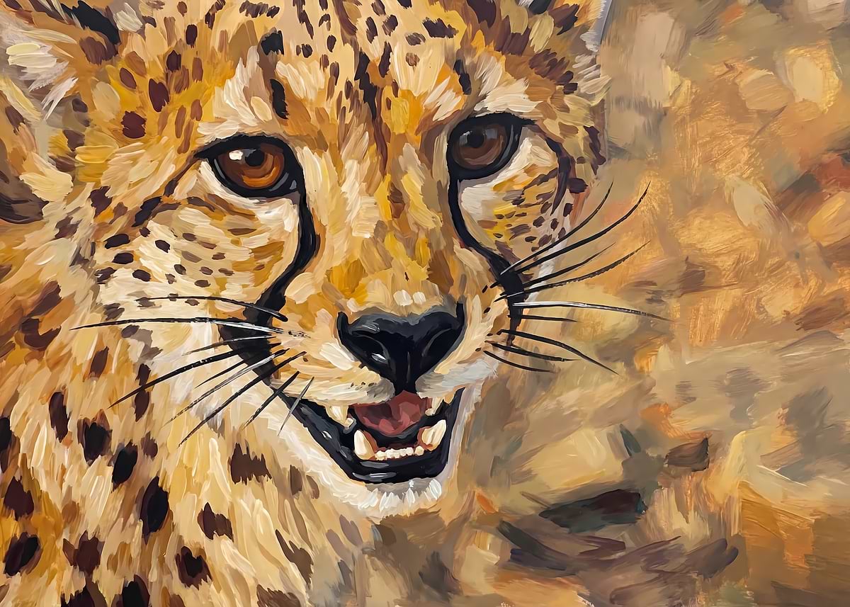 'Cheetah Portrait Painting' Poster, picture, metal print, paint by ...