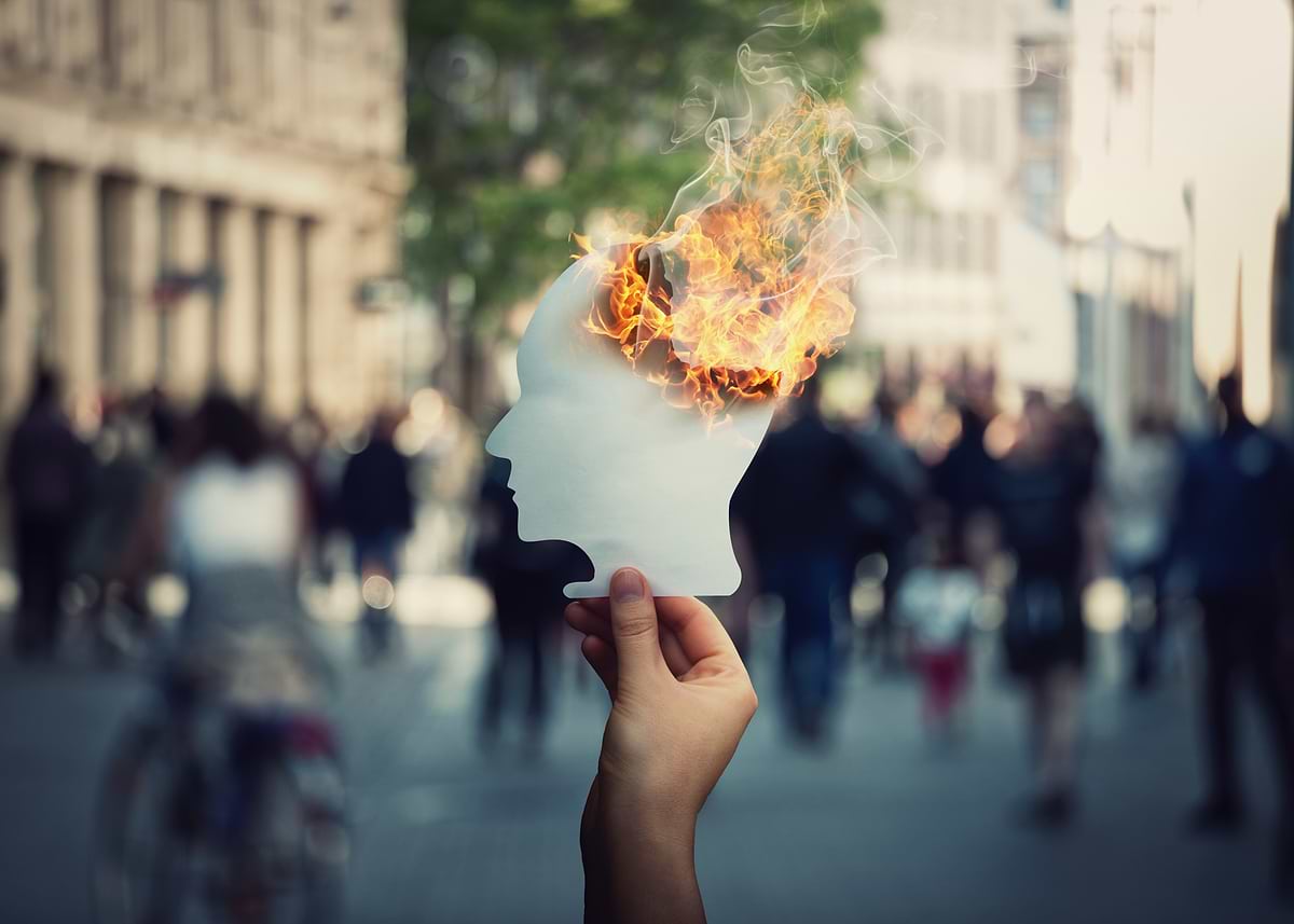 'Burning Mind in Urban Setting' Poster, picture, metal print, paint by ...