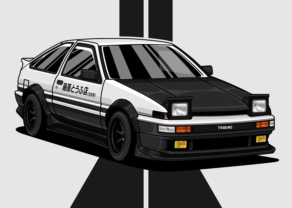 'Toyota AE86 Trueno Landscape' Poster, picture, metal print, paint by ...