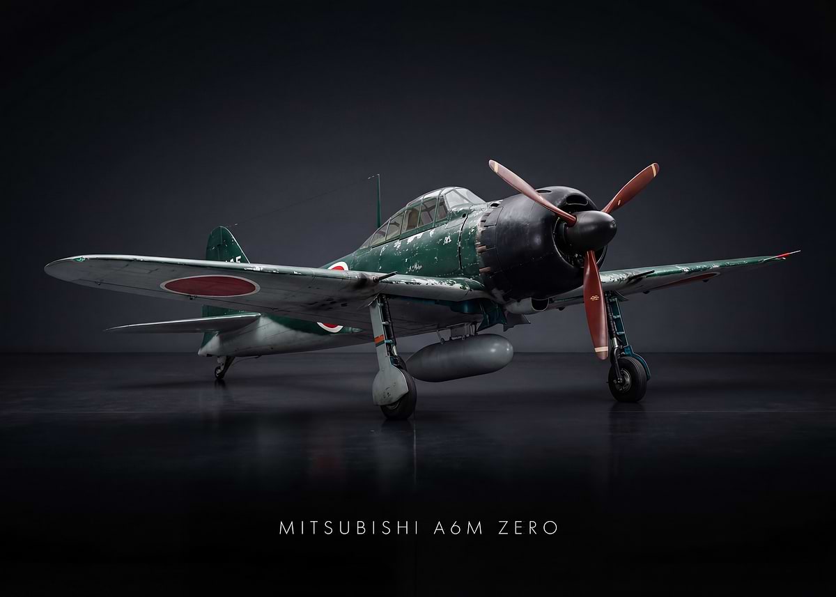 'Mitsubishi A6M Zero Fighter Plane' Poster, picture, metal print, paint ...