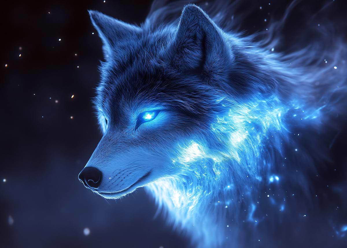 'Blue Wolf Digital Art' Poster, picture, metal print, paint by creed ...