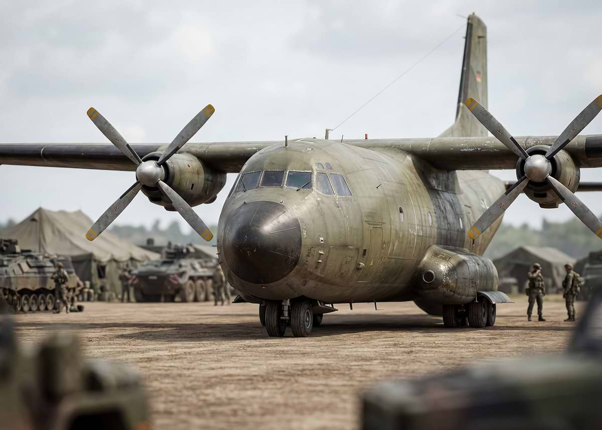 'Military Transport Plane on Field' Poster, picture, metal print, paint ...