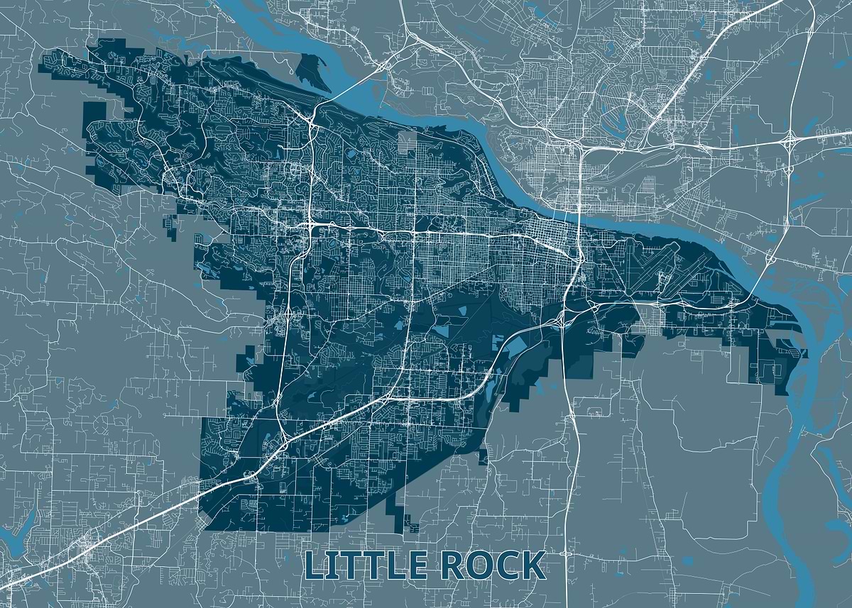 'Little Rock City Map' Poster, picture, metal print, paint by Sam Kal ...