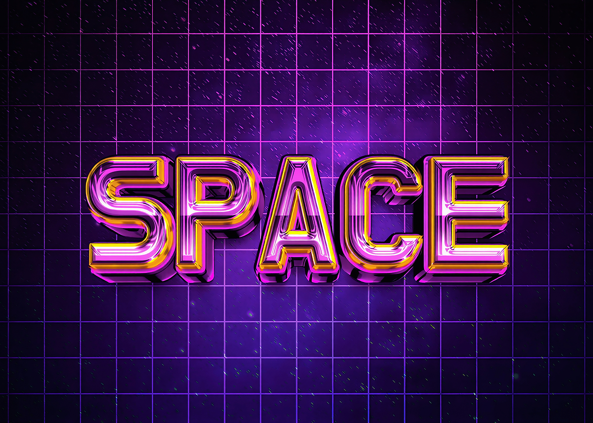 'Retro Space Text Effect' Poster, picture, metal print, paint by Retro ...