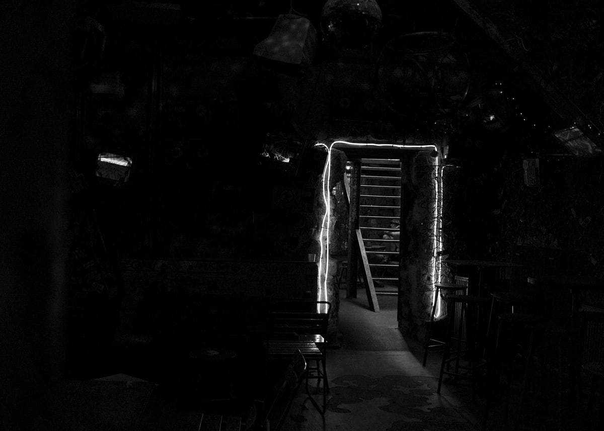 'Dimly Lit Interior with Staircase' Poster, picture, metal print, paint ...